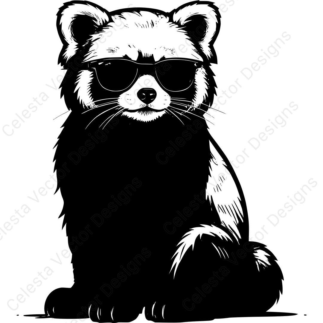 Red Panda Full Body Portrait With Cool Sunglasses Vector Clipart ...