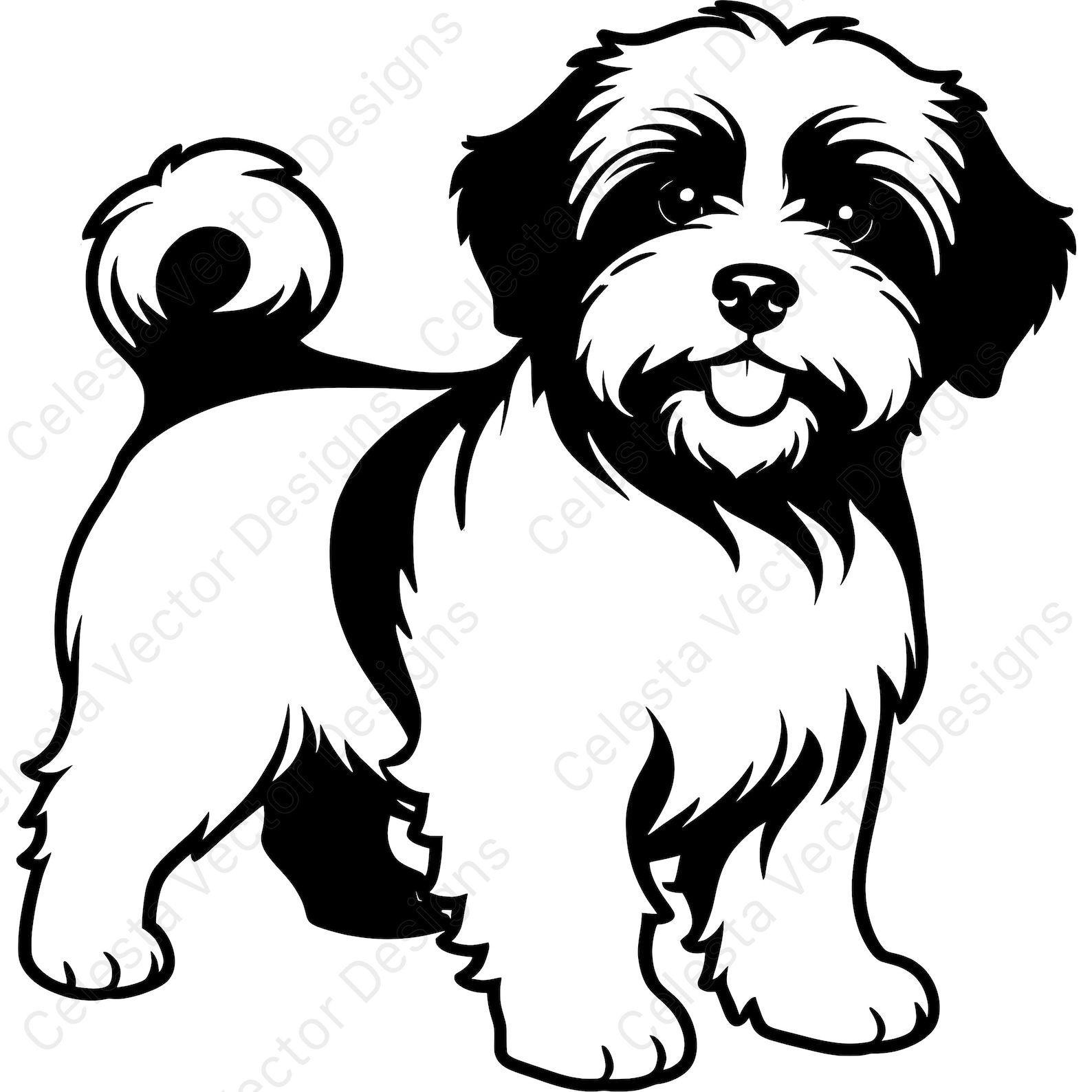 Havanese Playful Dog Vector Clipart - 4 Digital Download Images for ...