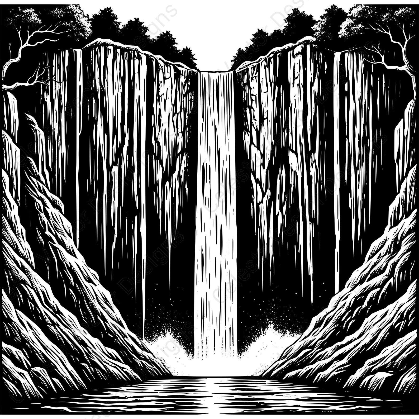 Waterfall Vector Clipart Set of 4 Images for Digital Download Svg Png ...