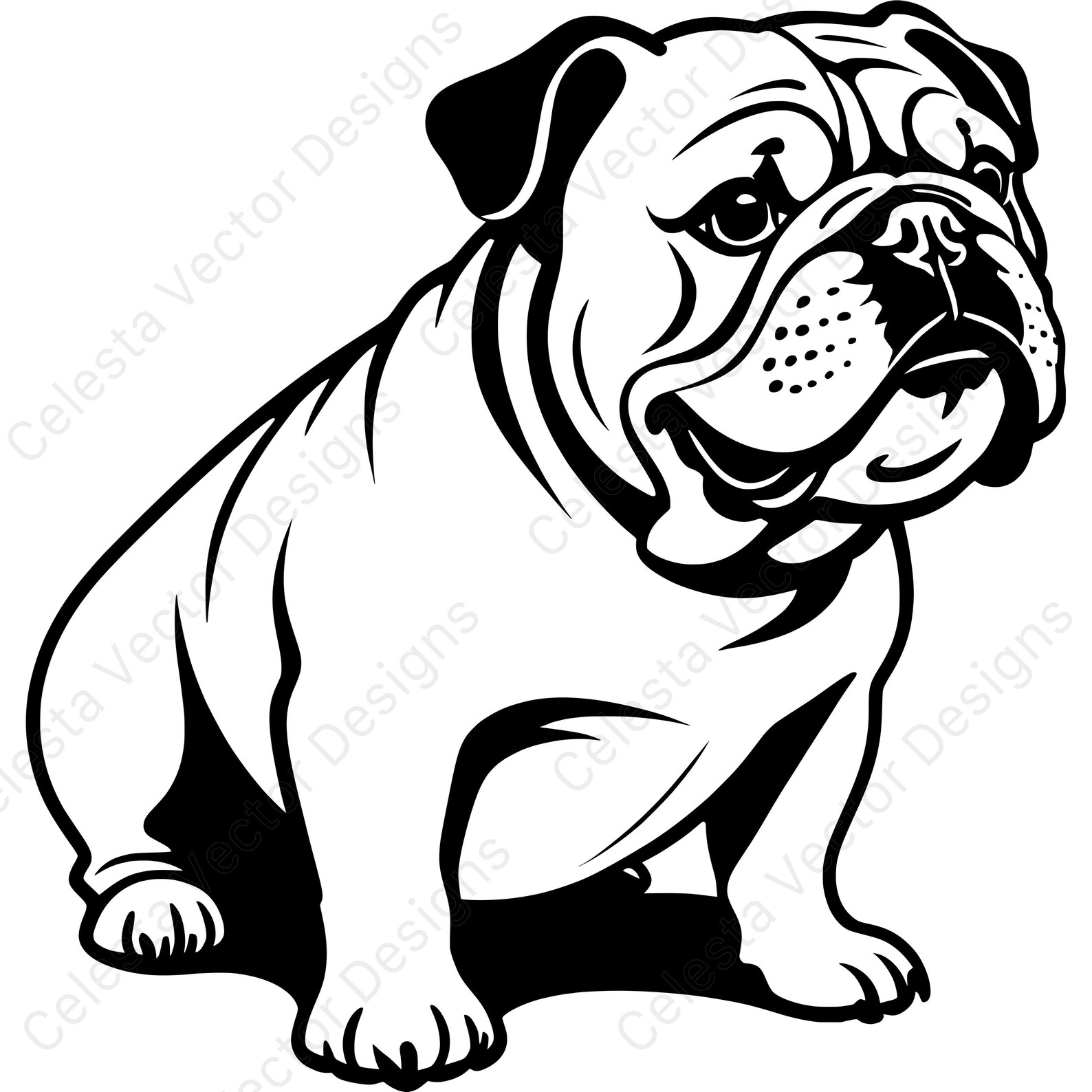 Happy Bulldog Clipart Digital Download - 4 Vector Images for Cricut and ...