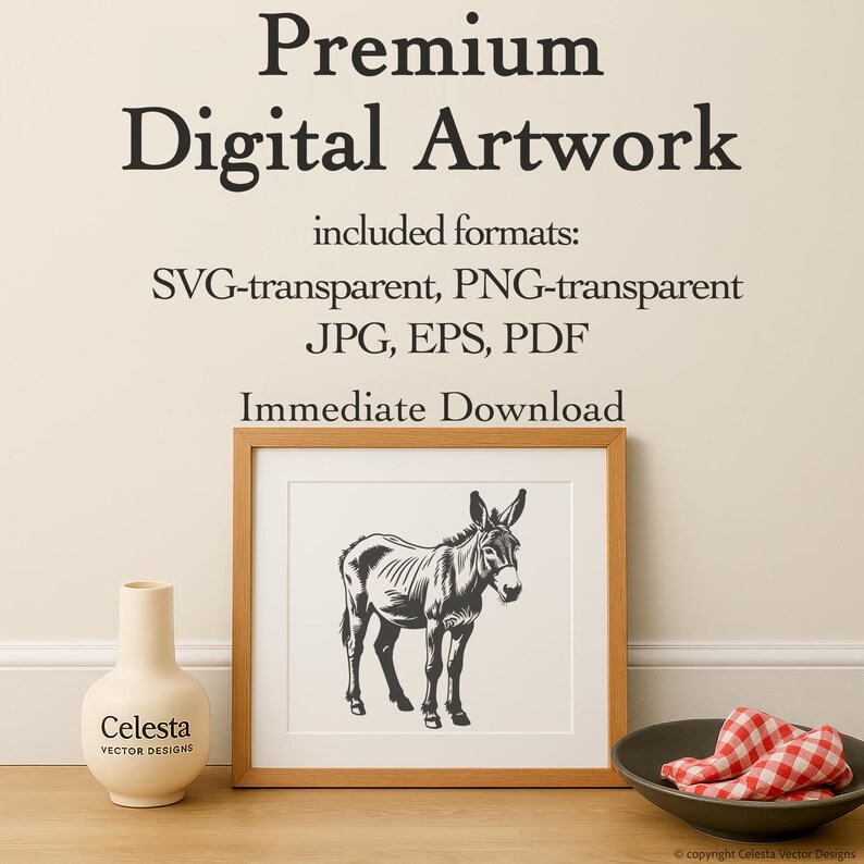 Farm Donkey Clipart Set - 4 Vector Images for Digital Download - Svg ...