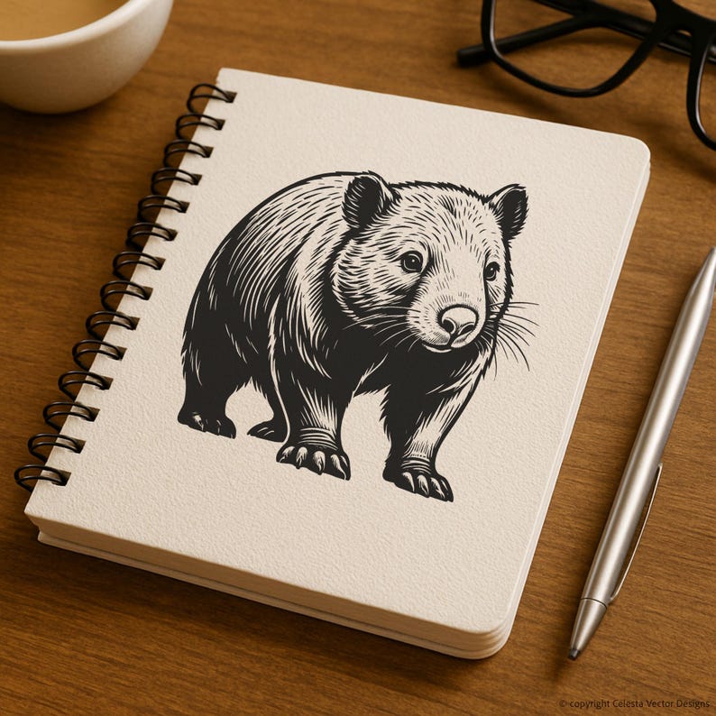 Wombat Portrait Vector Clipart Set of 4 Images Digital Download Svg Png ...