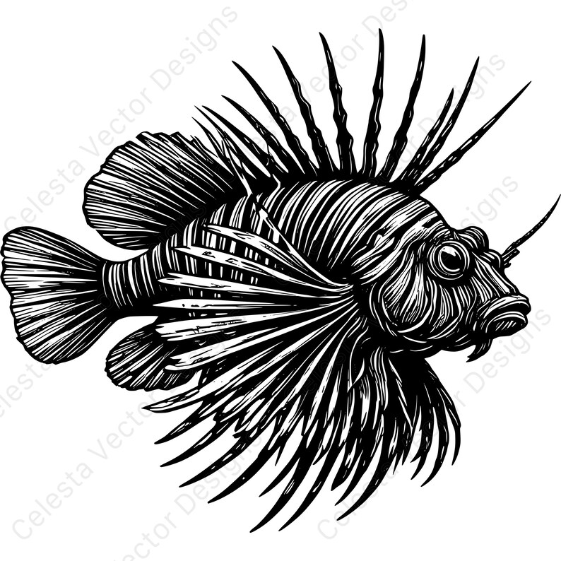 Lionfish Vector Clipart - 4 Images Digital Download Svg Png Jpg Pdf Eps ...