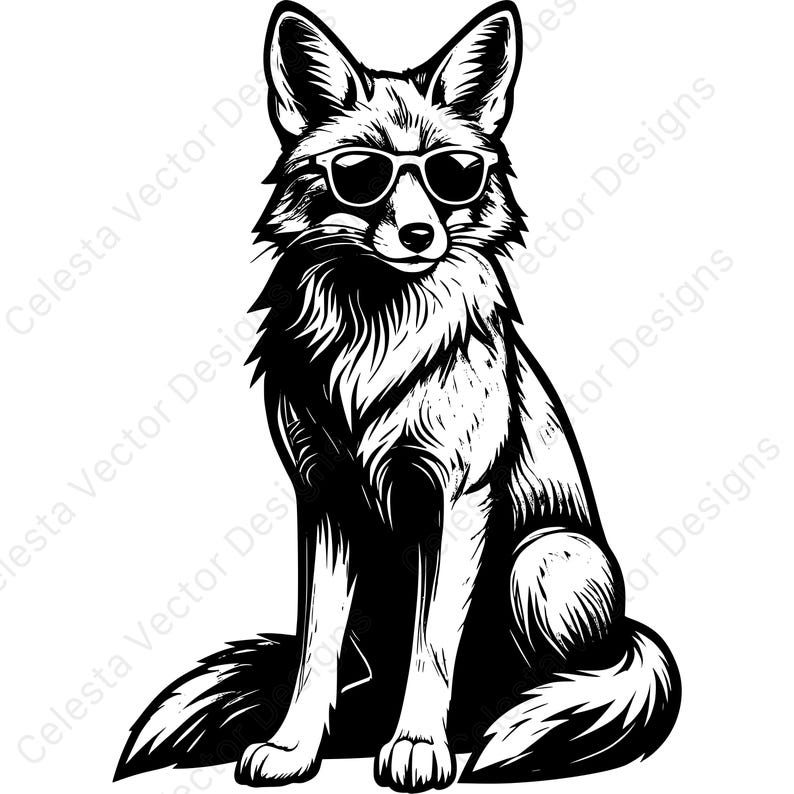 Fox Full Body Portrait Clipart With Cool Sunglasses - 4 Digital ...