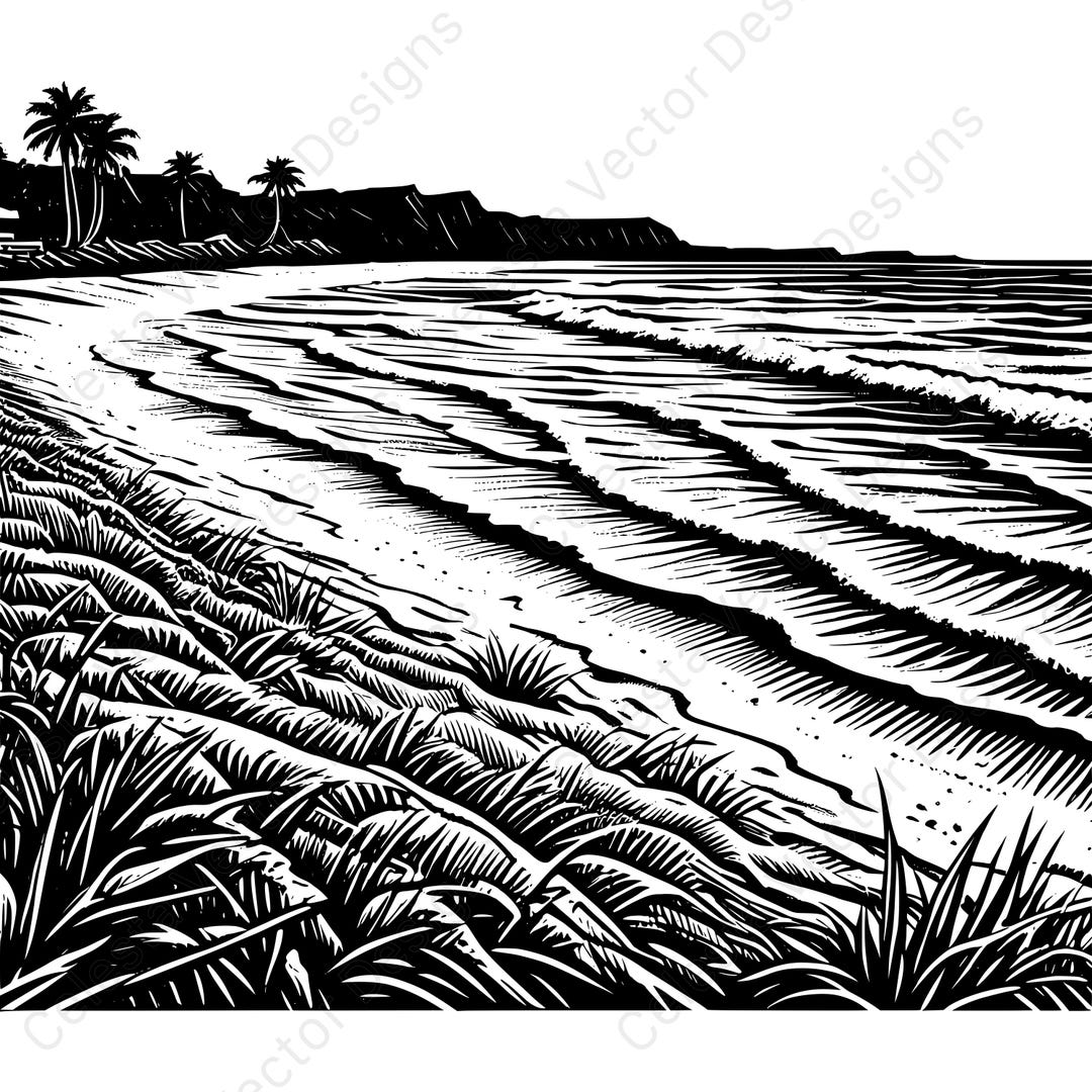 Beach Scape Vector Clipart Digital Download - 4 Images in Svg, Png, Jpg ...