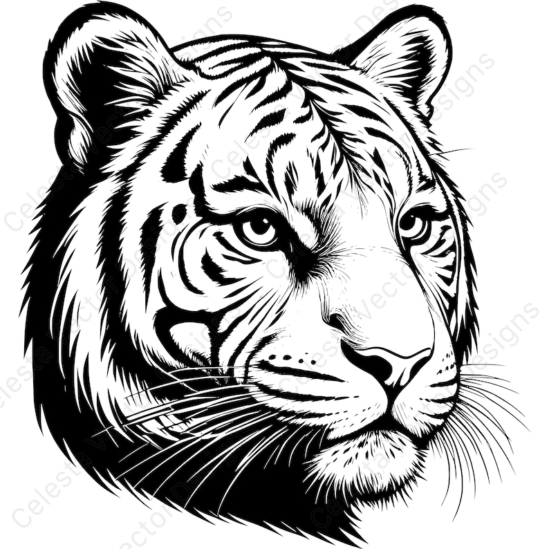 Tiger Portrait Vector Clipart - 4 Digital Download Images for Cricut ...