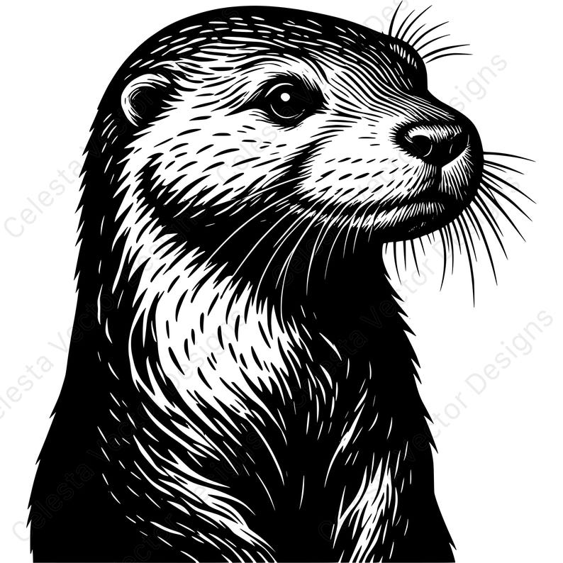 Otter Portrait Vector Clipart Digital Download - 4 Images for Cricut ...