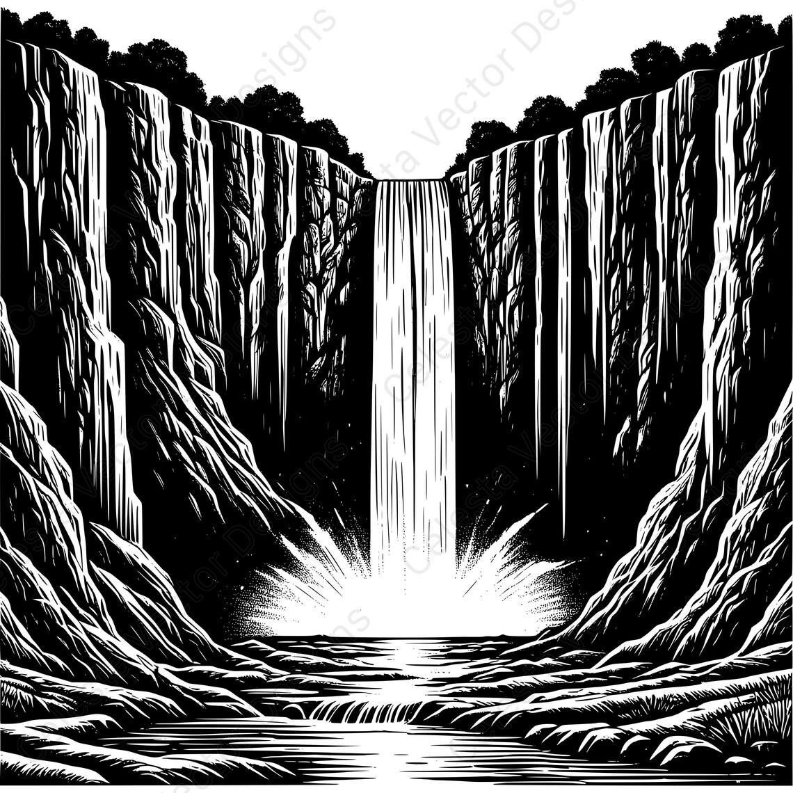 Waterfall Vector Clipart Set of 4 Images for Digital Download Svg Png ...