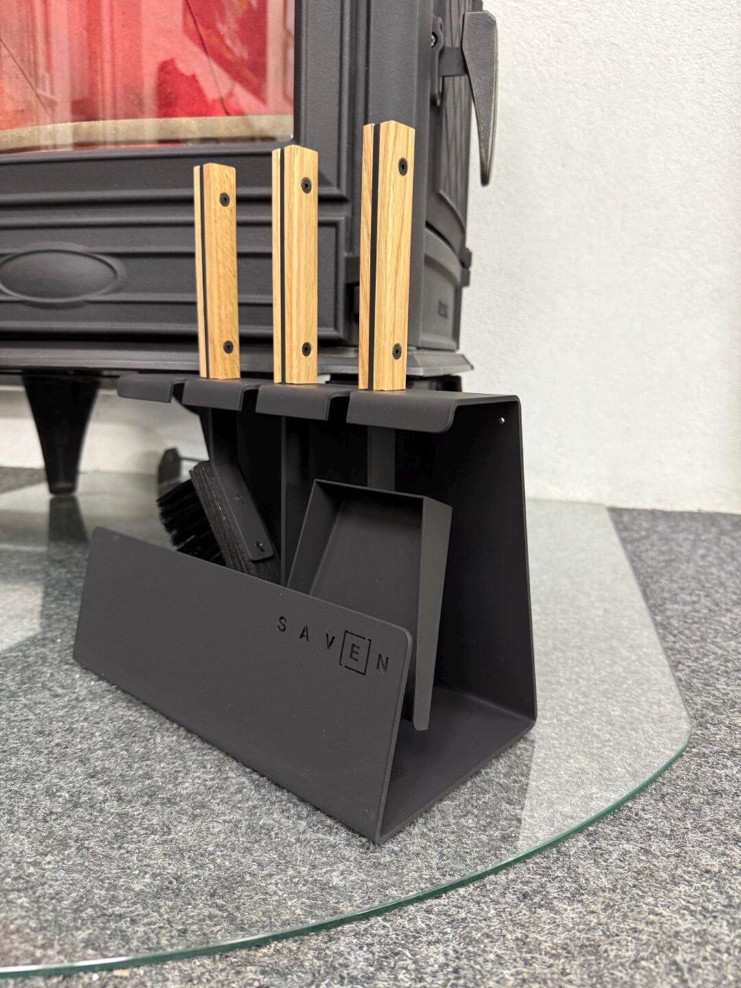 Metal Base of the Fireplace Tool Set Combined With Wooden Handles ...