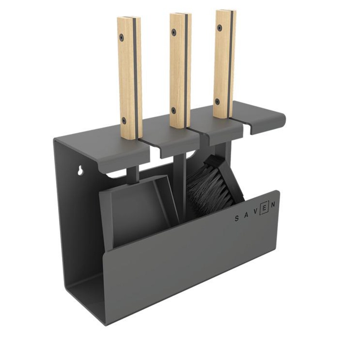 Wall Mounted Fireplace Tool Set: Modern Minimalist Design - Oak or ...
