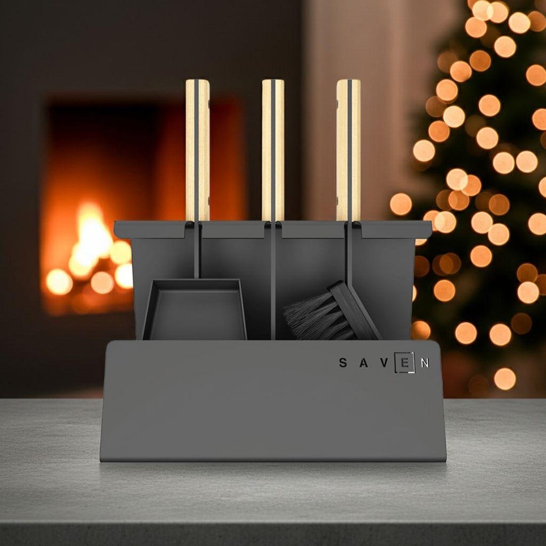 Modern Design of a Fireplace Tool Set, Small Size, Wooden Handles ...