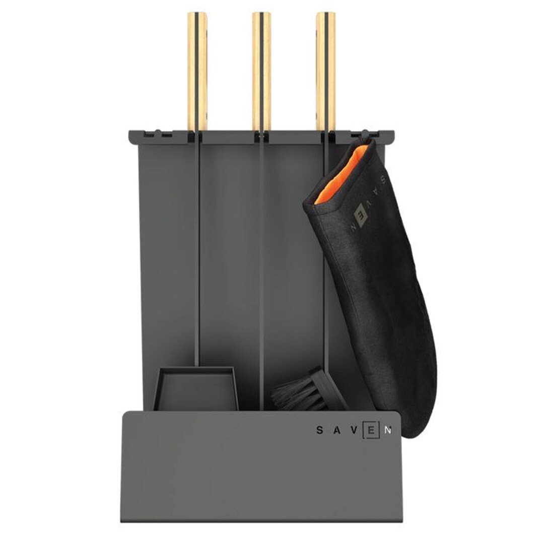 Modern Fireplace Tool Sets With Leather Gloves Included, Wooden Handles ...