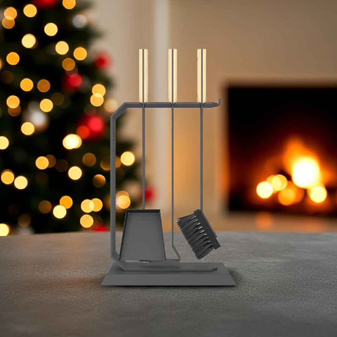 Fireplace Tool Set, Modern Style and Shape, Wooden Handles, Choice of ...