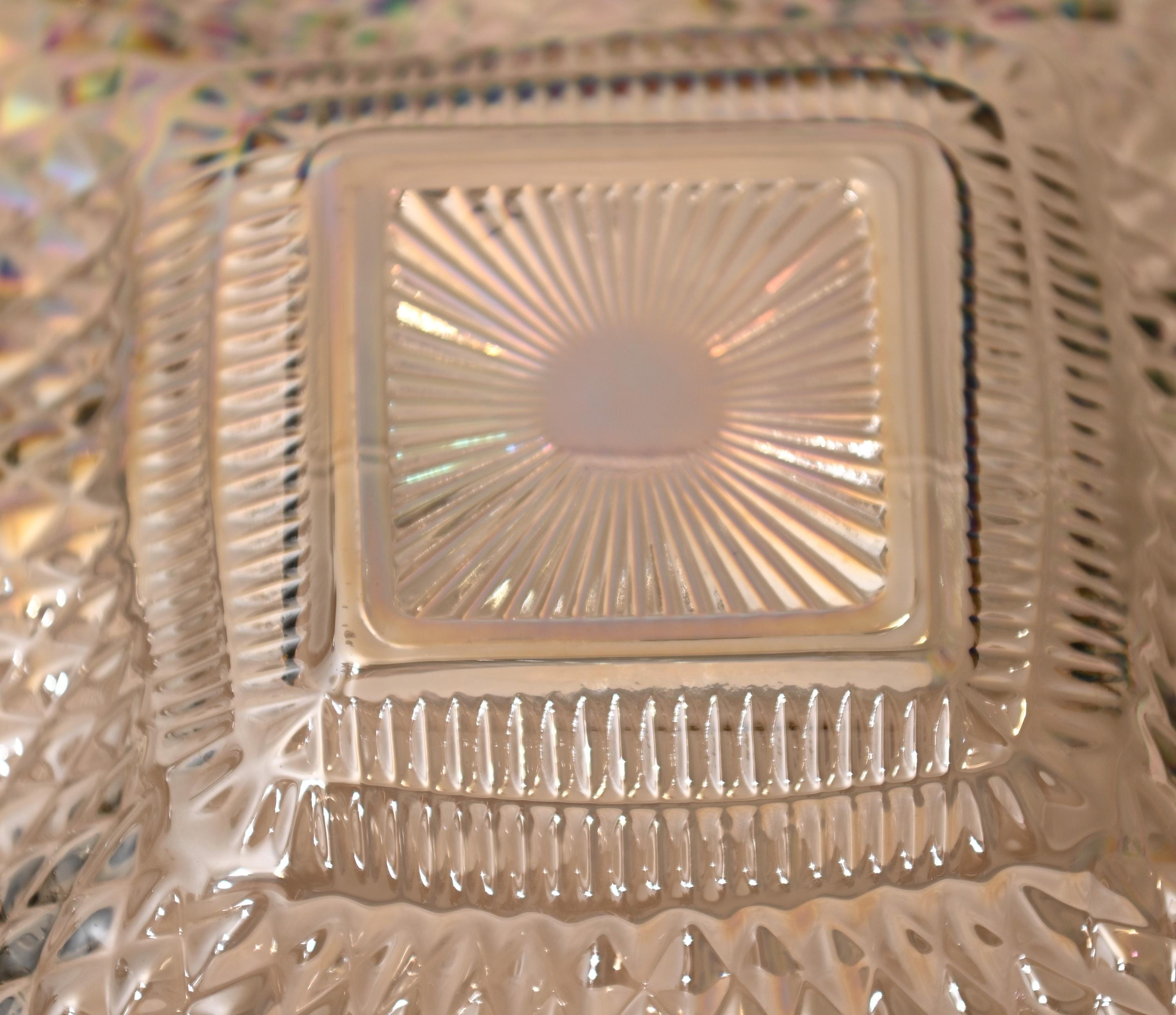 Vintage Mid-century Indiana Glass Contemporary Carnival Glass Diamond ...