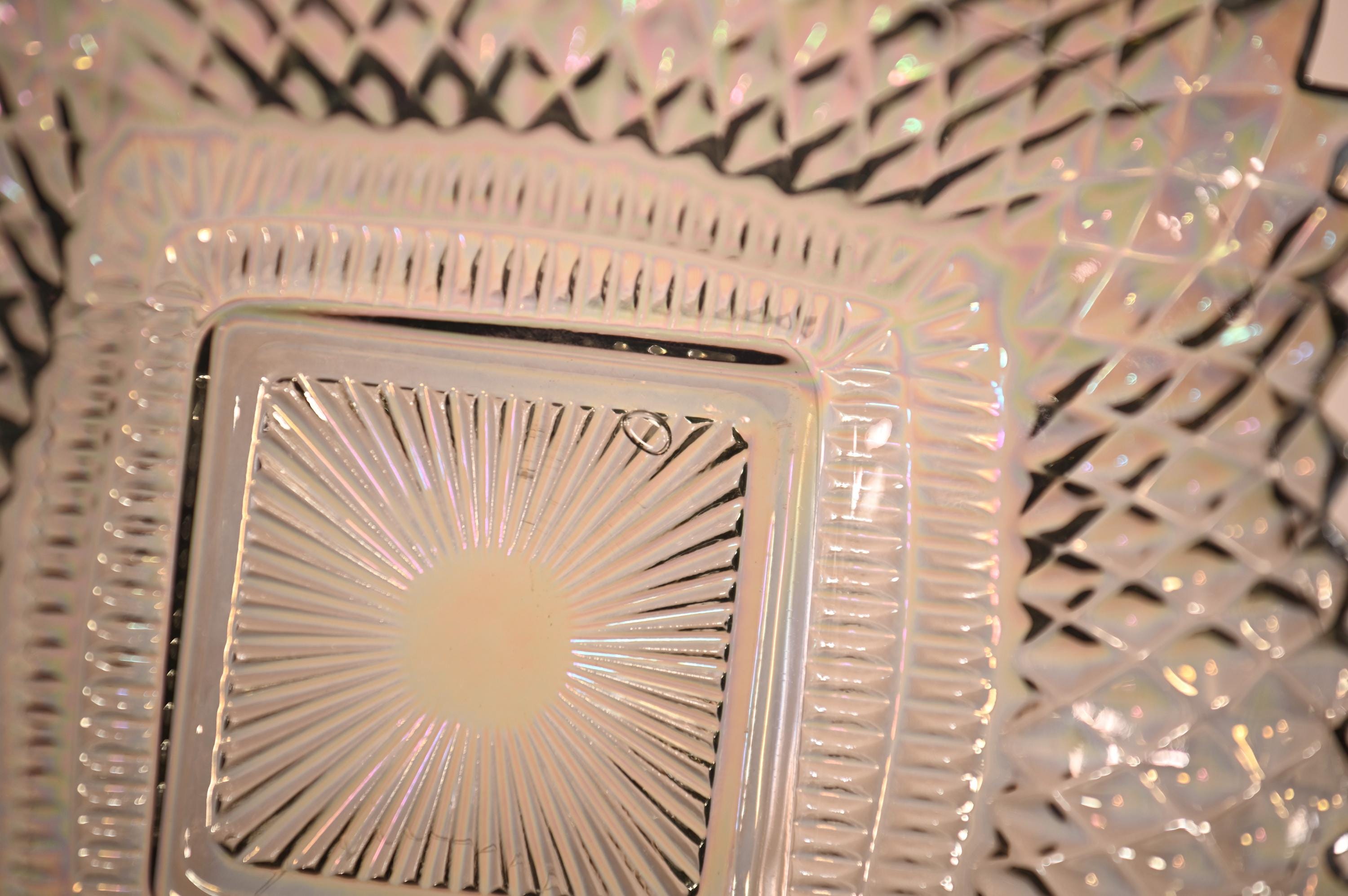 Vintage Mid-century Indiana Glass Contemporary Carnival Glass Diamond ...
