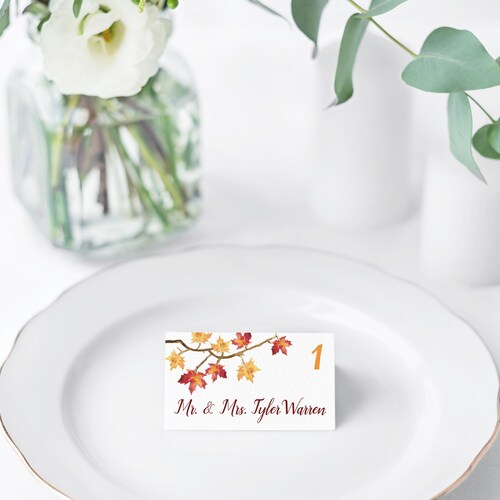 Place Cards Template Fall Autumn Place Card Template Wedding | Etsy