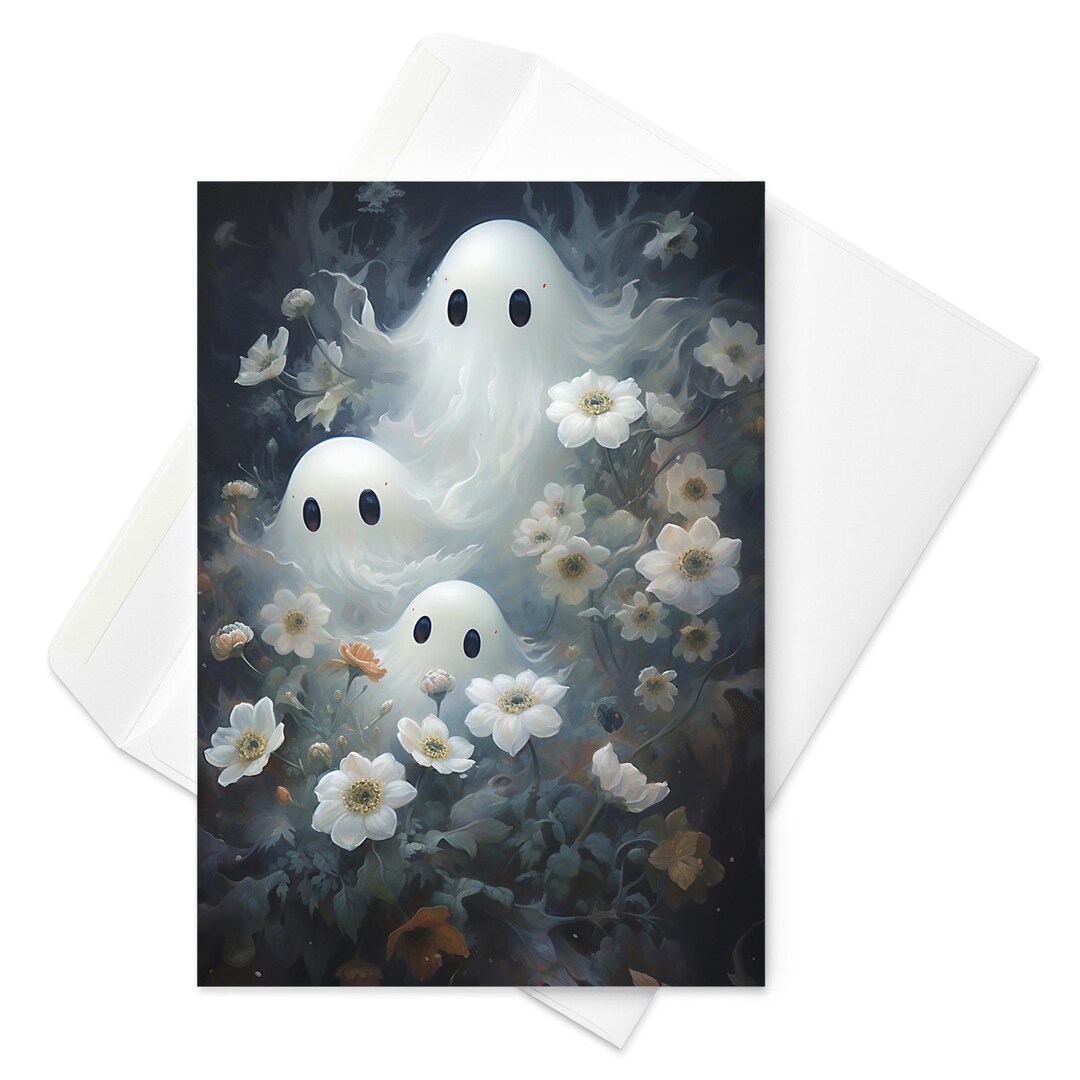Pretty Spooky Flower Ghosts Greeting Card From Strange Occasions ...