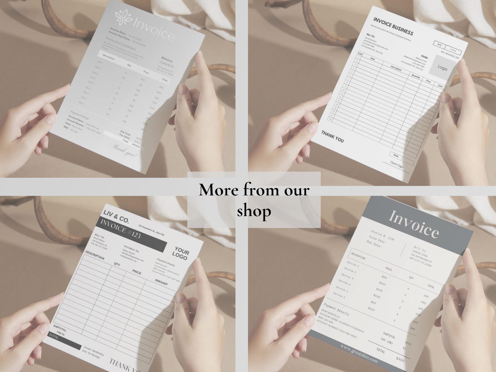 Editable Grey and White Professional Business Invoice for Small ...