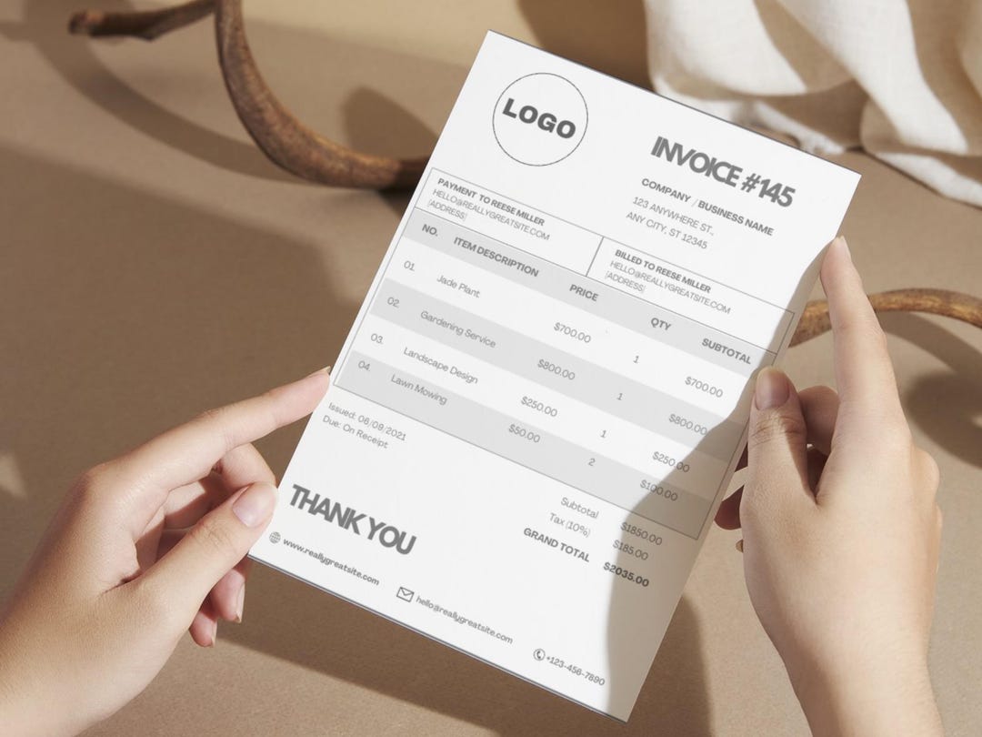 Editable Grey and White Professional Business Invoice for Small ...