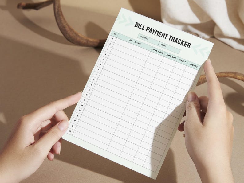 Bill Payment Tracker Green Template Bill Payment Log. Monthly Bill ...