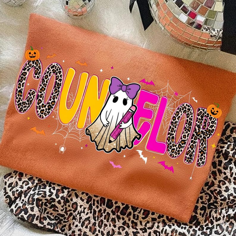 Spooky Teacher Bundle Para Counselor PNG, Preppy Fall Ghost, Pink ...