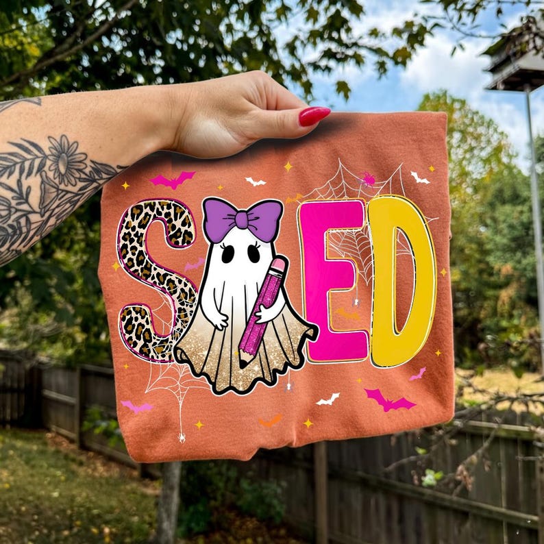 Spooky Teacher Bundle Para Counselor PNG, Preppy Fall Ghost, Pink ...