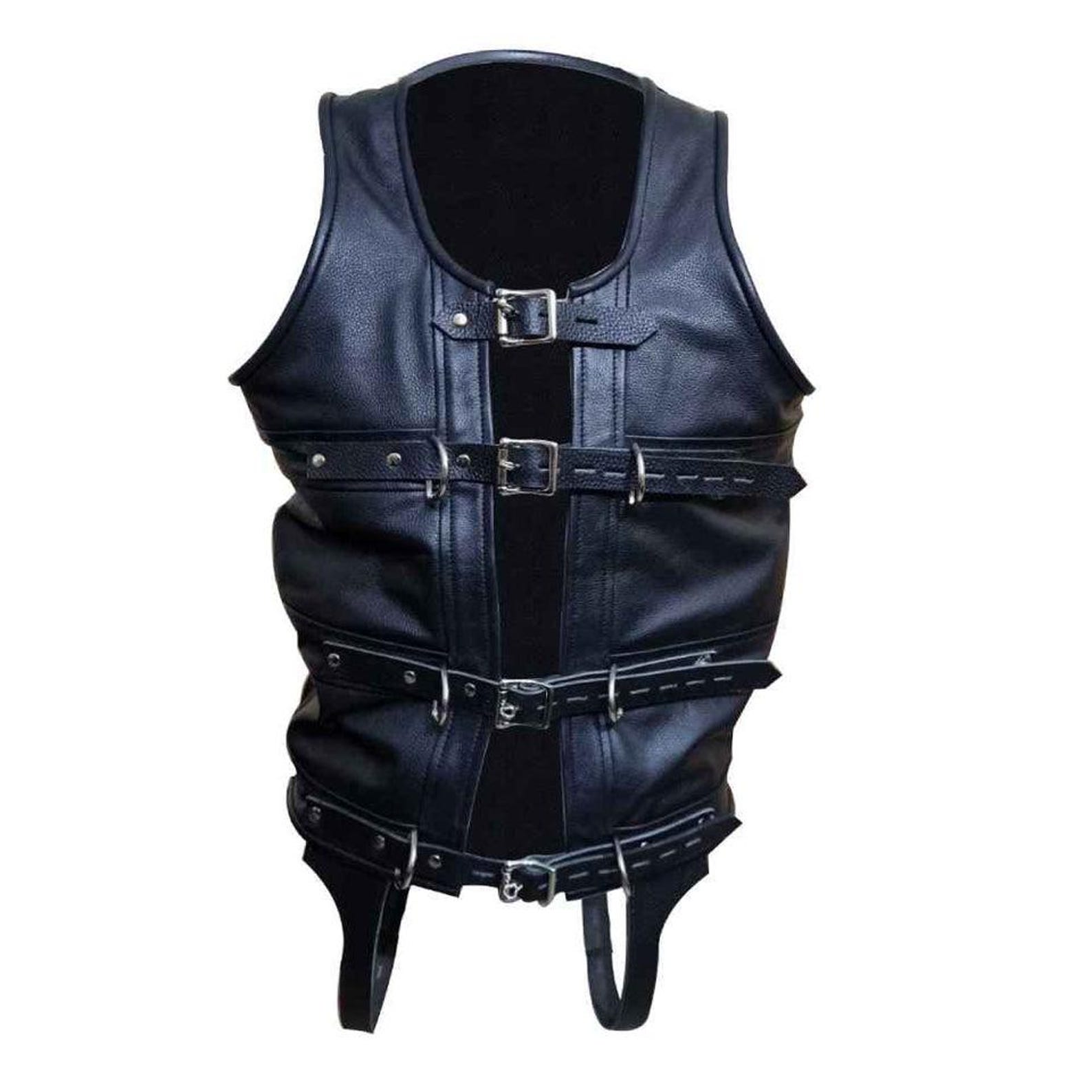 Men’s Black Leather Corset Cincher – Fully Lockable Bondage Waist ...