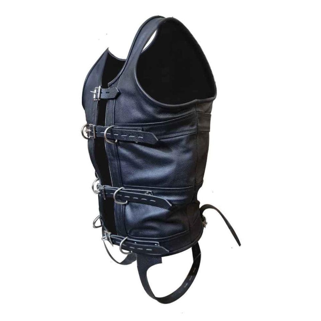 Men’s Black Leather Corset Cincher – Fully Lockable Bondage Waist ...