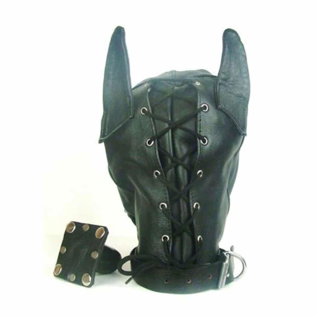 Leather Puppy Play Hood: Removable Gag & Zippered Snout - Etsy