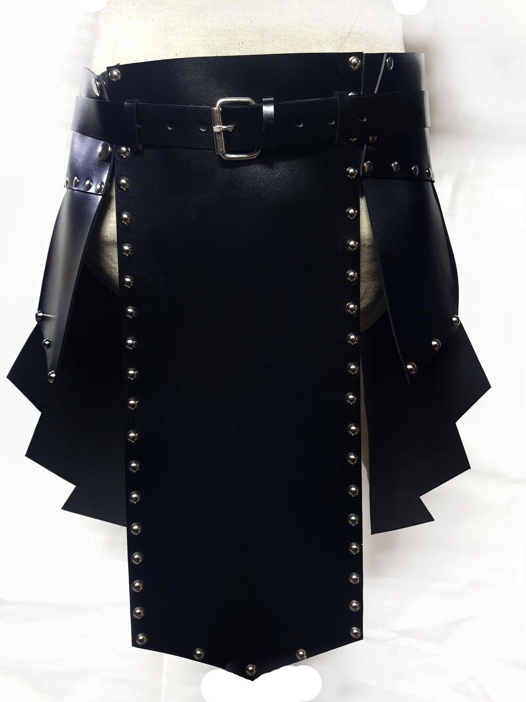 Men's Black Leather Gladiator Kilt With Shoulder Armor | Handmade ...