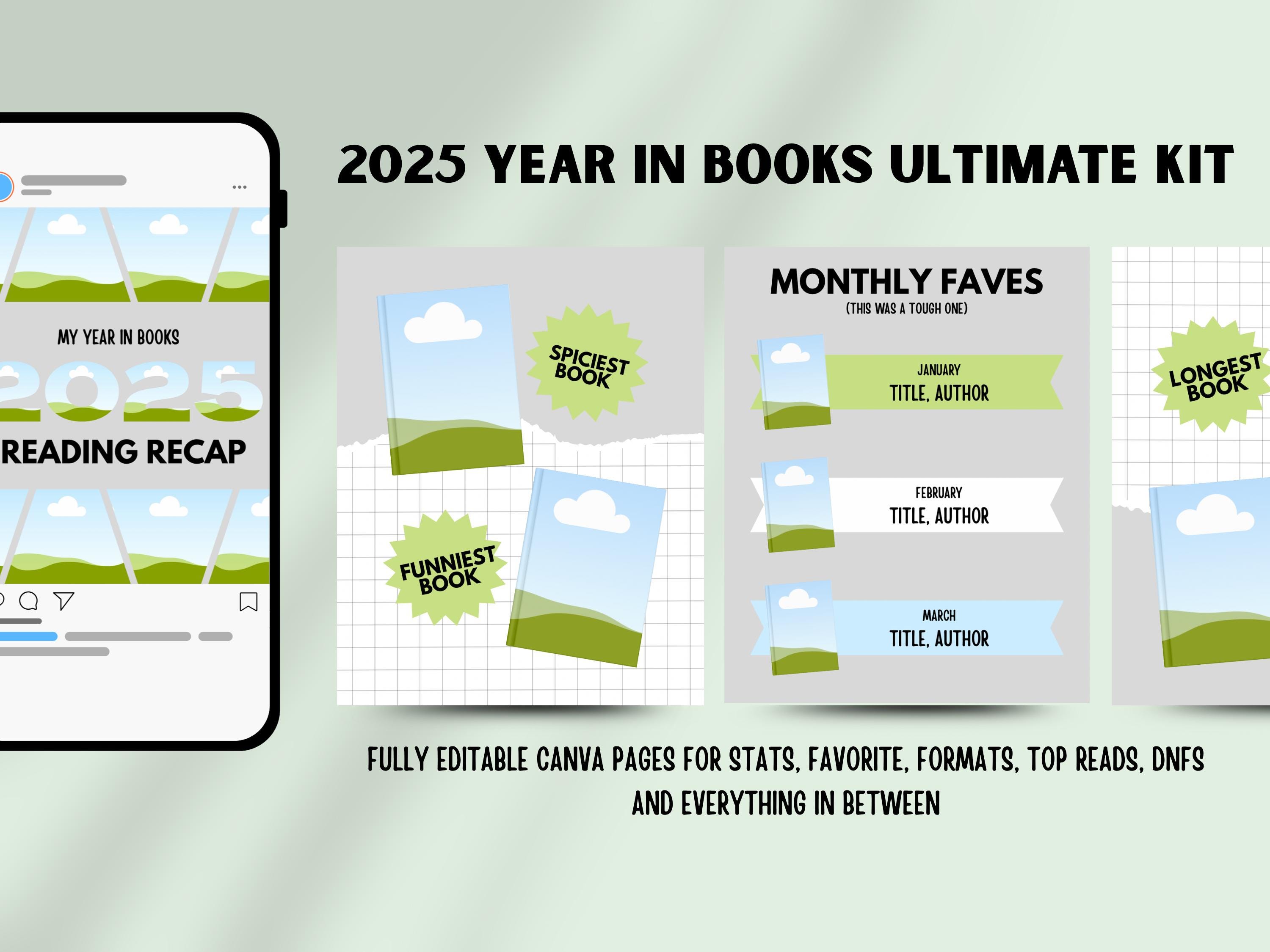 Green Template 2025 Reading Recap Book Review Canva Reading Challenge ...