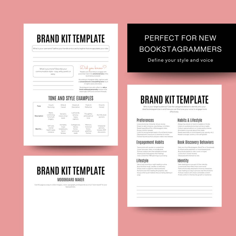 Bookstagram Planner & Brand Guide: Canva Template + Printable PDF - Etsy