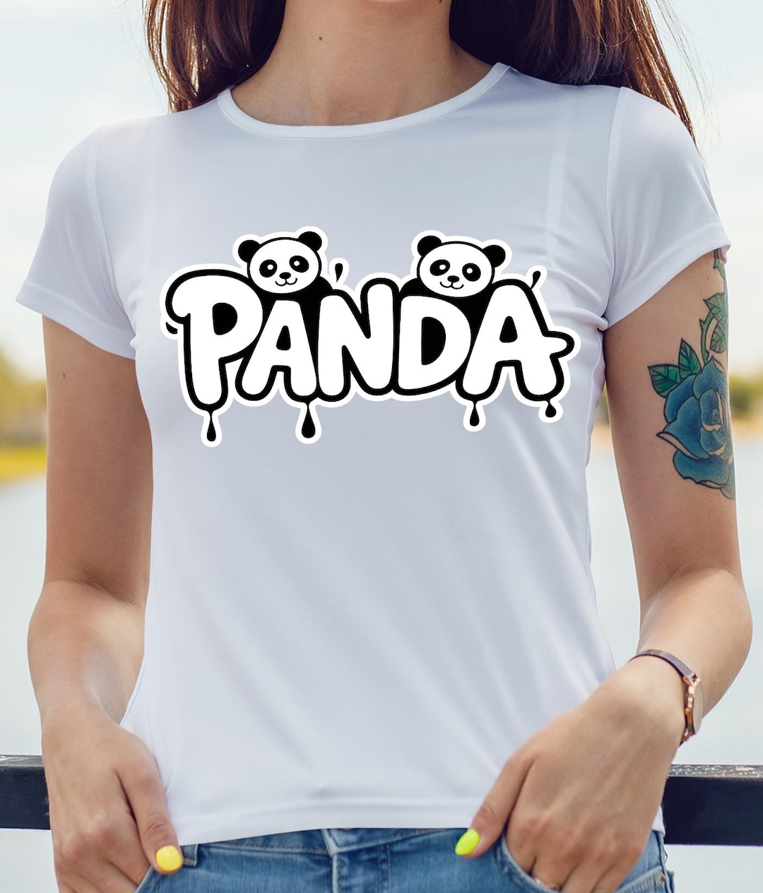 Funny Panda T-shirt Design PNG | Cute Drippy Panda Clipart | Digital ...