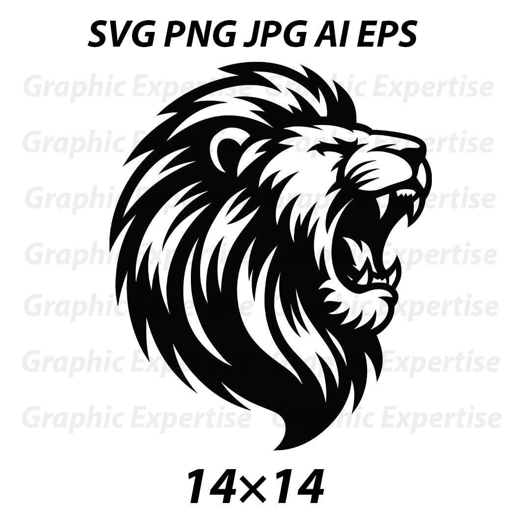 Lion SVG & PNG | Roaring Lion Head Clipart | Wild Animal Silhouette ...