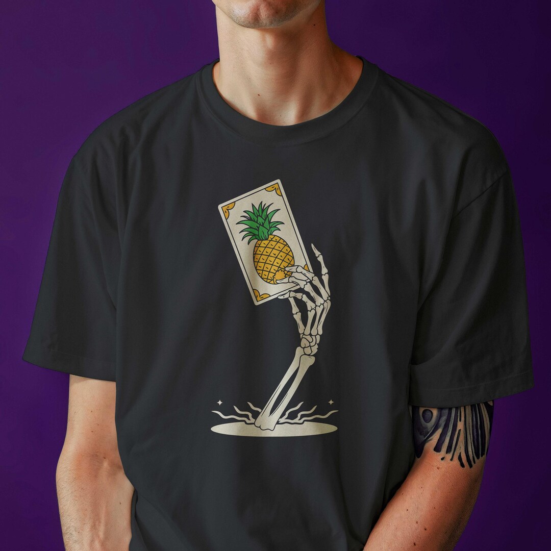 Skeleton Hand Holds Pineapple Card, Skeleton Hand Vintage Graphic T ...