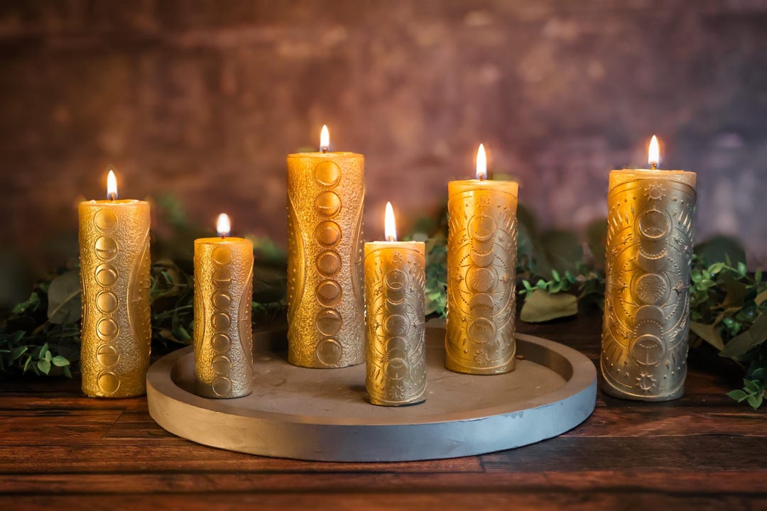 Pure Beeswax Celestial Moon Phase Pillars - Etsy