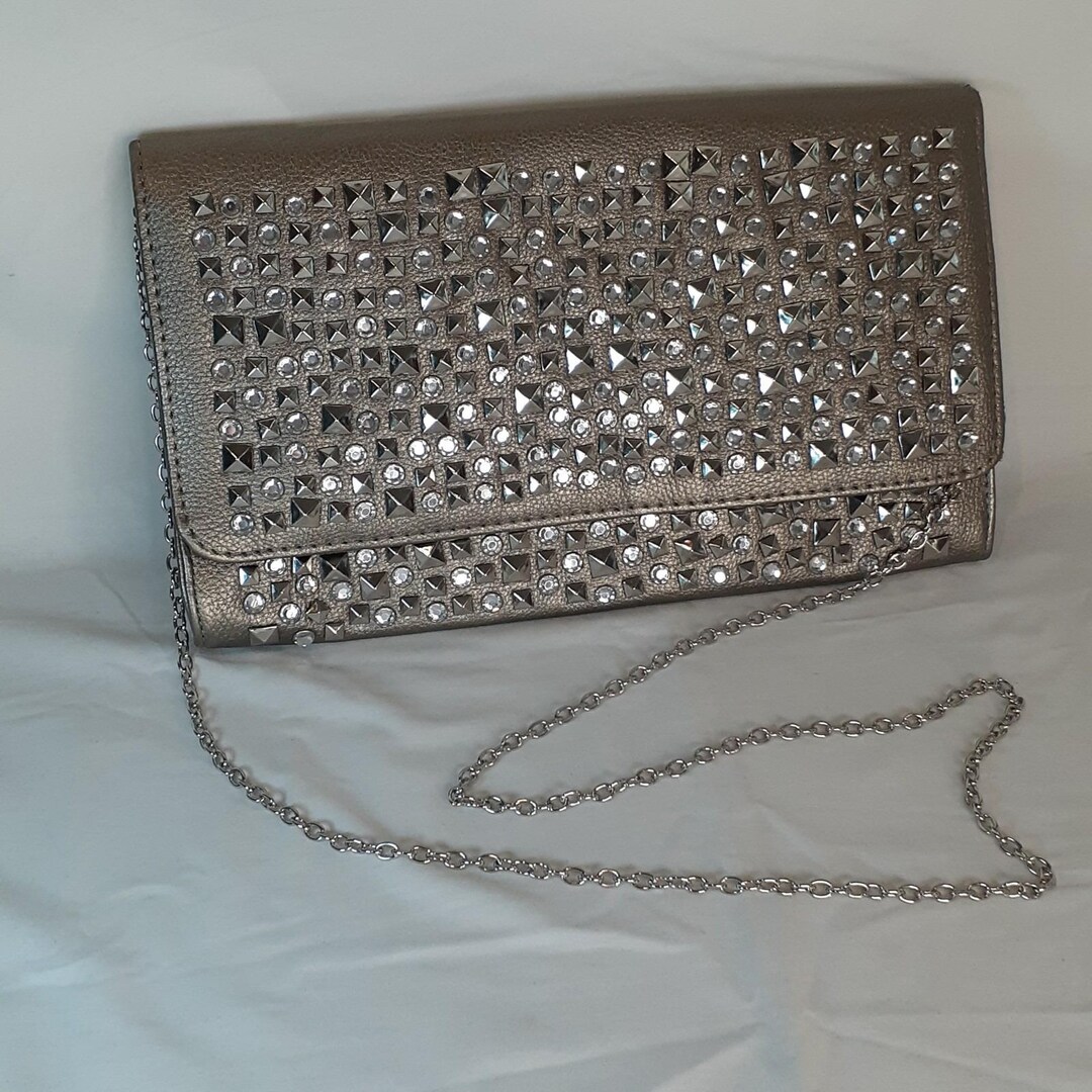 Vintage Leather Studded Fold Wallet Purse With Optional Chain Strap ...