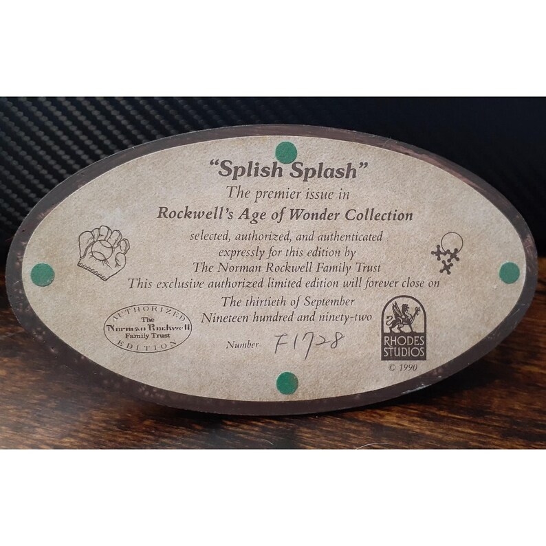1990 Rhodes Studios Norman Rockwell "splish Splash" Authorized Edition ...
