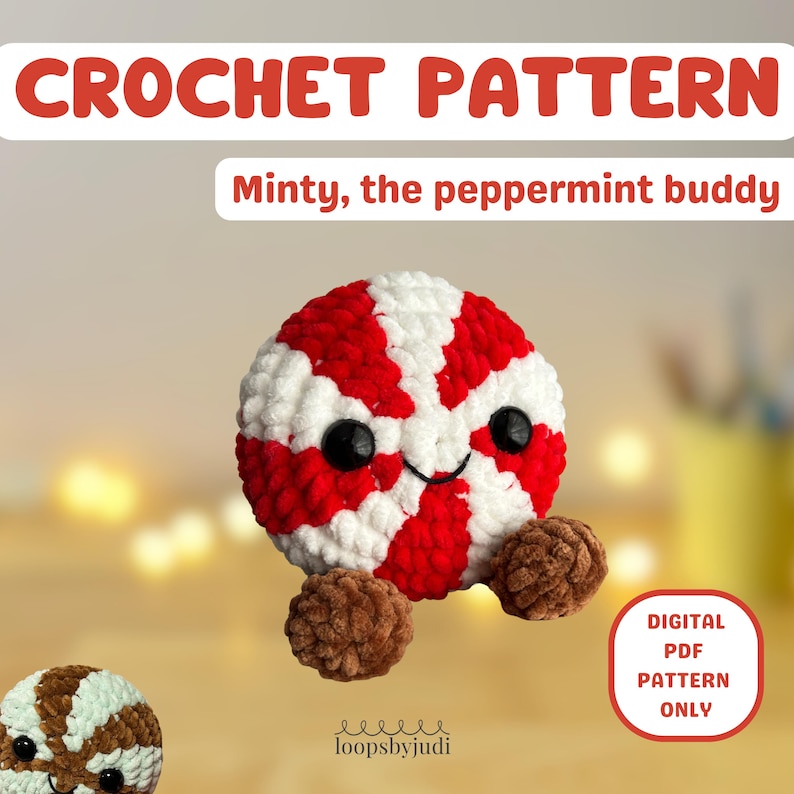 Peppermint Buddy Crochet Pattern | Amigurumi Plush PDF | Christmas ...