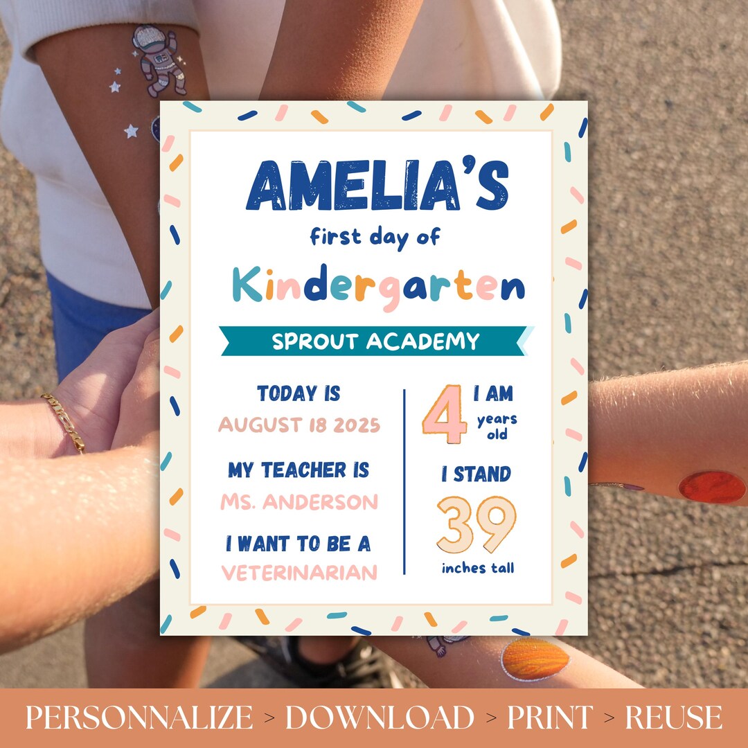 Editable First Day of Preschool Sign, Back to School Editable Sign ...
