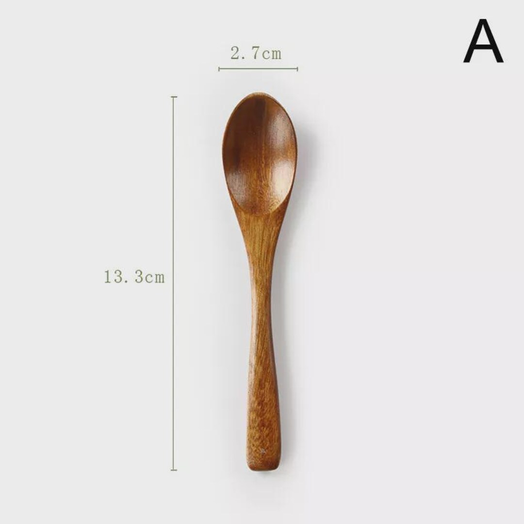 Natural Wooden Coffee Tea Spoon Honey Teaspoon Spoons Cooking Kitchen ...
