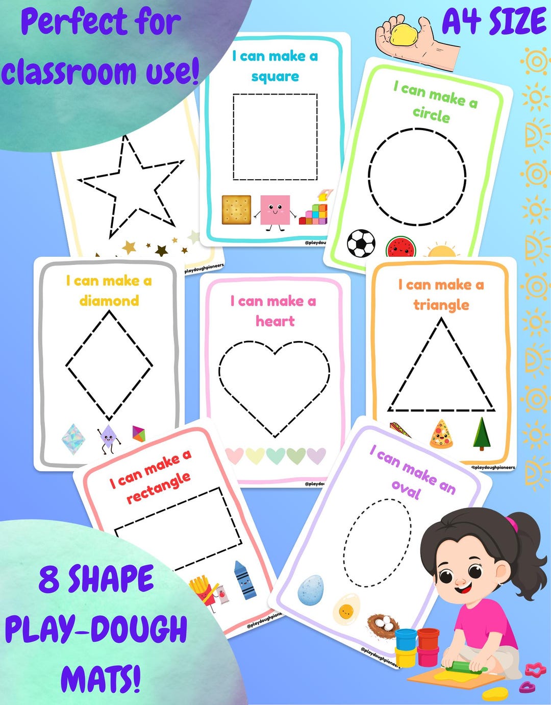 Play-dough Shape Mats: Preschool Learning Activity (digital Download ...