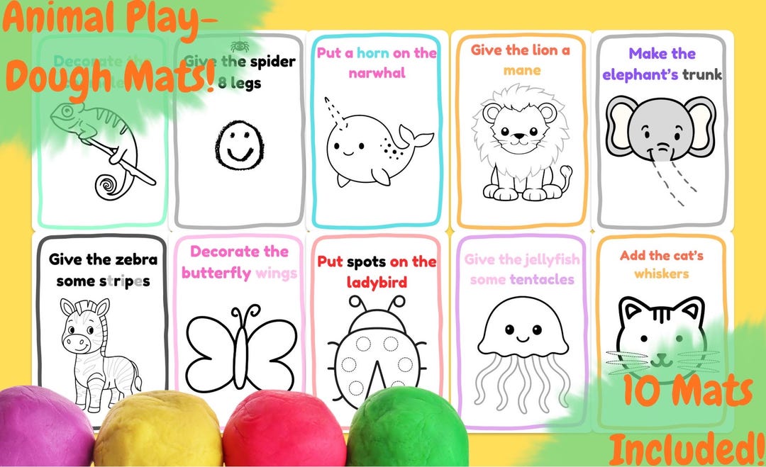 Animal Themed Play-dough Mats | Fine Motor Skills | Playdoh Fun ...