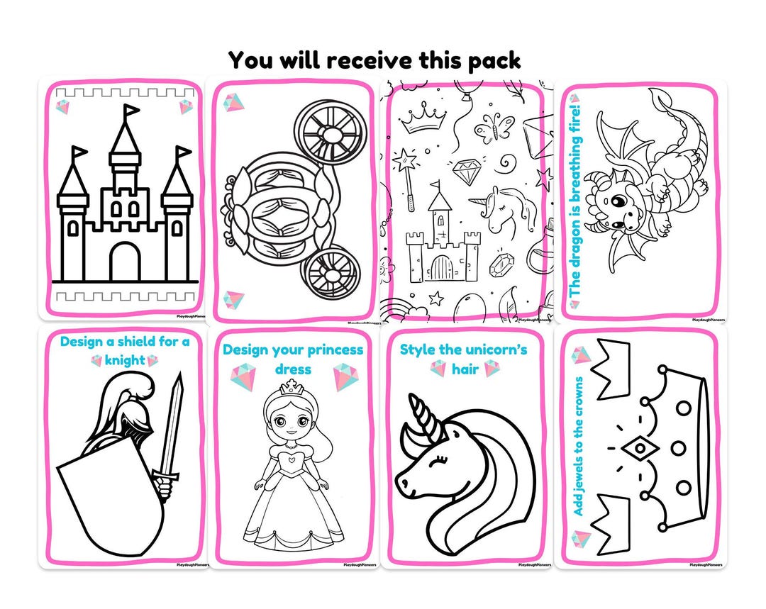 Princess Castle & Knights Play-dough Mats | Preschool Printable Shapes ...