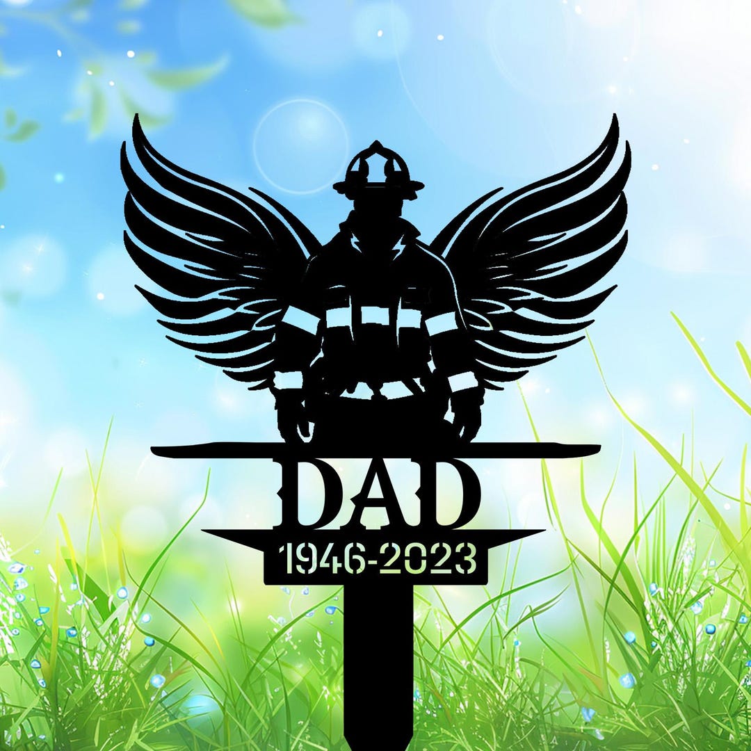 Personalized Angel Firefighter Memorial Metal Stake, Firefighter ...