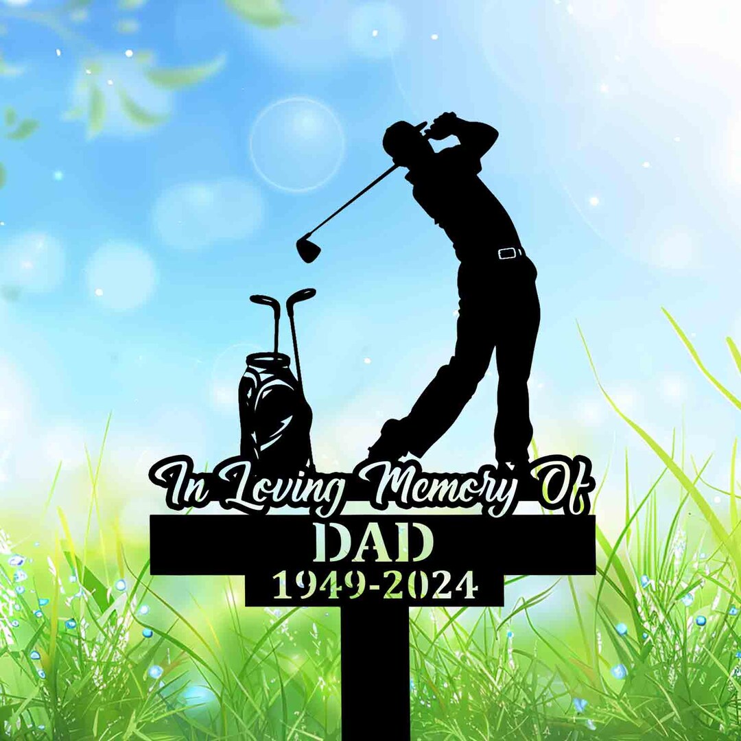 Custom Golfer Metal Memorial Stake, Personalized Golf Grave Marker Name ...
