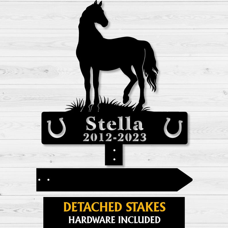 Personalized Standing Horse Grave Marker on Grass, Custom Horse ...