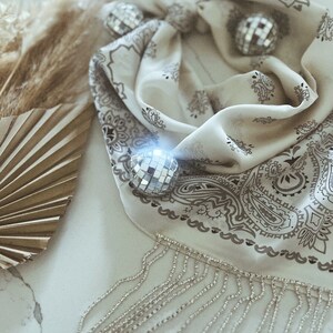 Rhinestone Bandana Fringe Bandana Country Western Boho Satin Silk Bride ...