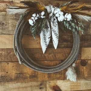 Rustic Western Rope Lasso Lariat Wreath - Authentic Handcrafted Home ...
