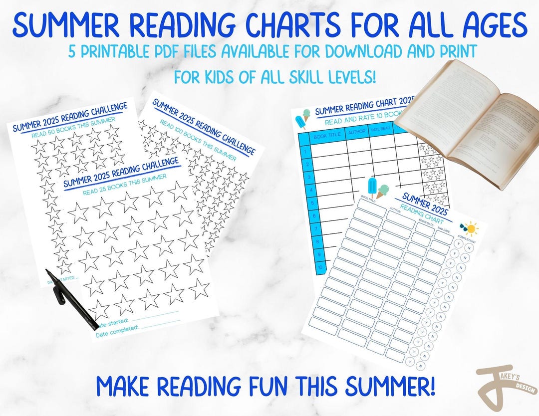 Summer Reading Charts for Kids of All Ages and Skill Levels! 5 ...